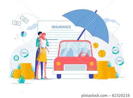 Car Insurance and Movable Property Protection. - Stock Illustration ...