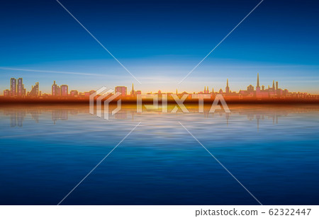 abstract spring background with blue sunset and - Stock Illustration ...