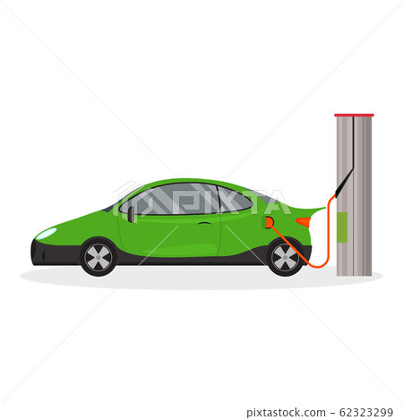 Cartoon Electric Car on a White. Vector - Stock Illustration [62323299 ...