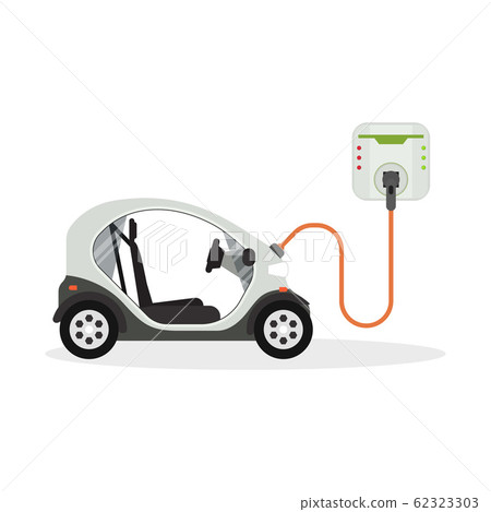 Cartoon Electric Car on a White. Vector - Stock Illustration [62323303 ...