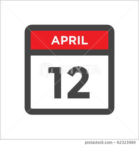 April 12 calendar icon with day of month-插圖素材 [62323980] - PIXTA圖庫