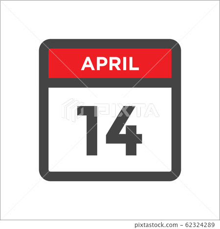 April 14 calendar icon with day of month - Stock Illustration [62324289 ...