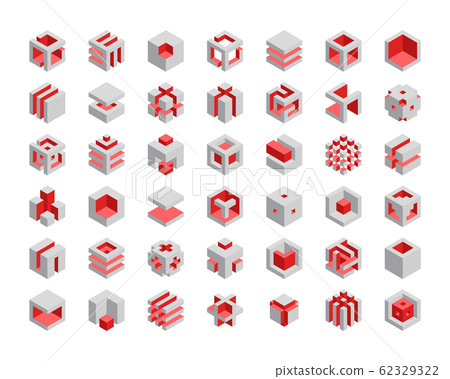 Cube logo vector design. Cubes 3d set template - Stock Illustration ...