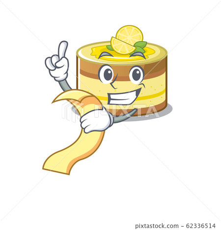 A funny cartoon character of lemon cake holding... - Stock Illustration ...