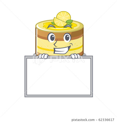 Lemon cake cartoon design concept grinning with... - Stock Illustration ...