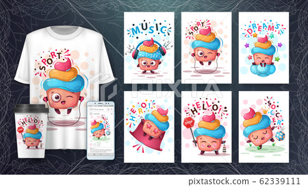 Cute cake poster and merchandising. - Stock Illustration [62339111] - PIXTA