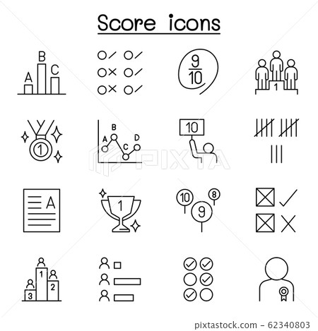 Score icons set in thin line style - Stock Illustration [62340803] - PIXTA
