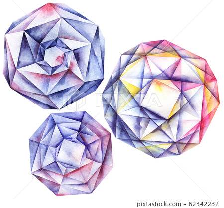 Watercolor diamond crystals set - Stock Illustration [62342232] - PIXTA