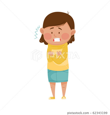 Little Girl Standing and Shivering Because of... - Stock Illustration ...