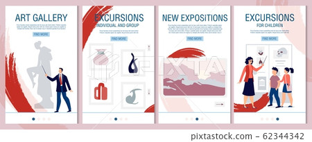 Art Gallery Museum Individual Group Excursion Set - Stock Illustration ...