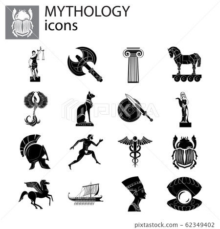 Mythology set vector black on white background - Stock Illustration ...