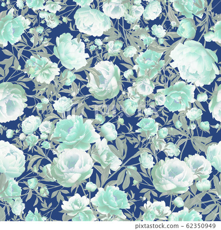 Vintage blue floral seamless pattern - Stock Illustration [62350949 ...