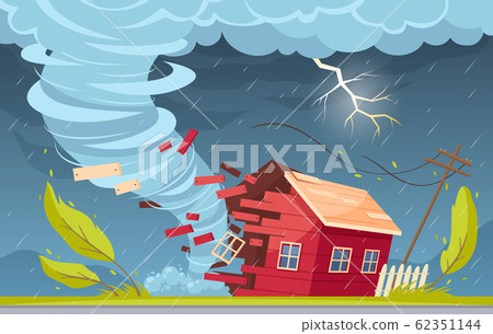 Tornado House Cartoon Composition - Stock Illustration [62351144] - PIXTA