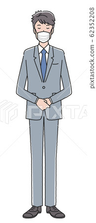 Businessman asking customer service in mask for... - Stock Illustration ...