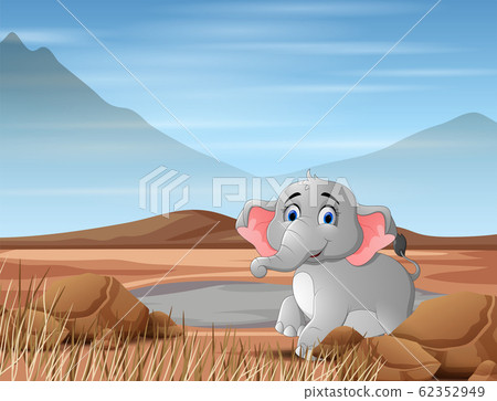 Elephant animal cartoon in the dry land - Stock Illustration [62352949 ...