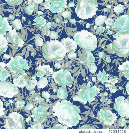 Vintage blue floral seamless pattern - Stock Illustration [62353028 ...