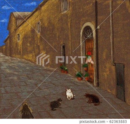 Landscape painting: Italian cats - Stock Illustration [62363883] - PIXTA