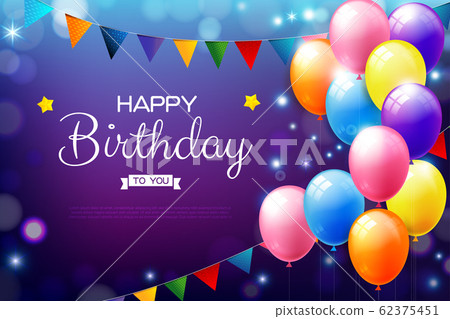 Happy Birthday text background with realistic - Stock Illustration ...