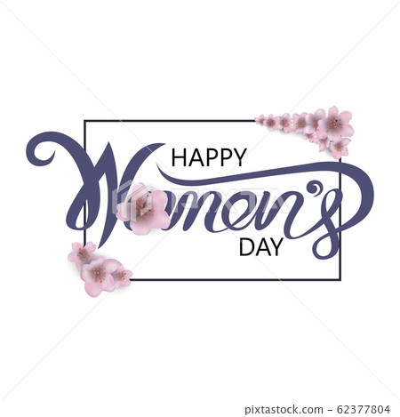 8 March sign and Abstract Pink Floral Greeting - Stock Illustration ...