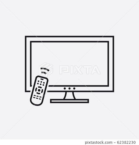 Television line icon, outline tv vector - Stock Illustration [62382230 ...
