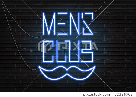 Neon sign mens club on the dark bricks background.-插圖素材 [62386762 ...