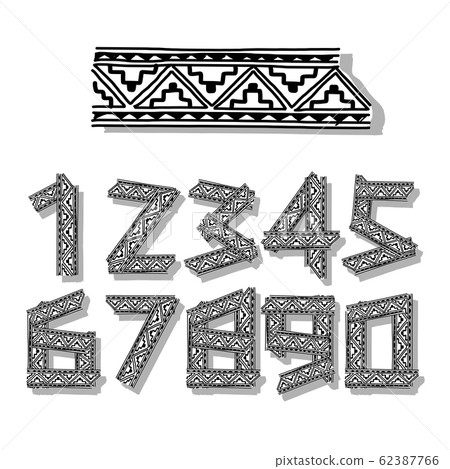 Ethnic font set. Tribal african ornament. Numbers - Stock Illustration ...