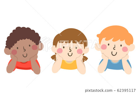 Kids Pose Waiting Illustration-插圖素材 [62395117] - PIXTA圖庫