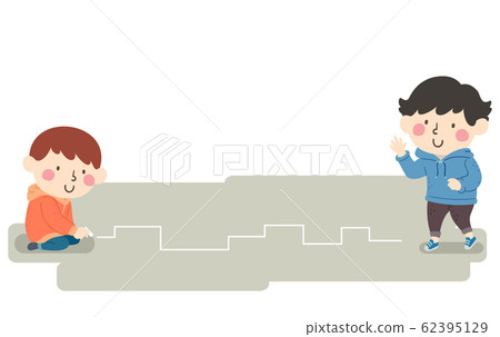Kids Draw Follow The Line Illustration - Stock Illustration [62395129 ...
