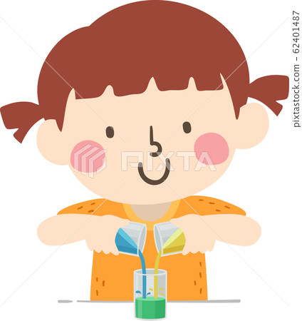 Kid Girl Mixing Colors Illustration - Stock Illustration [62401487] - PIXTA