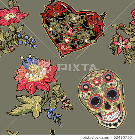 Seamless pattern, background with patch,... - Stock Illustration ...