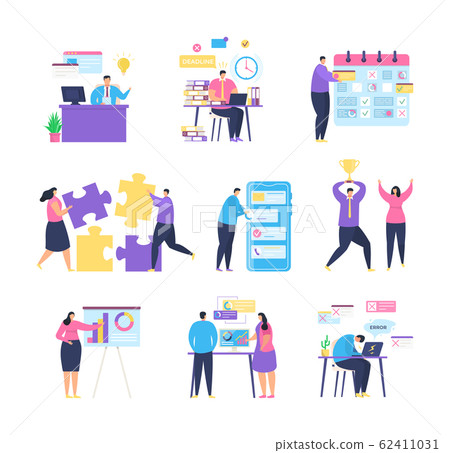 Business task management with people team... - Stock Illustration ...