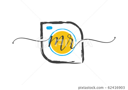 M R Initial handwriting logo design with a... - Stock Illustration ...