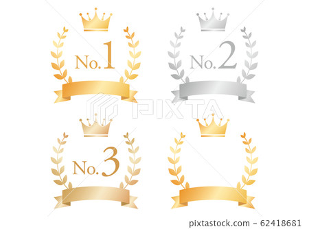 Ranking leaves, crown and ribbon set - Stock Illustration [62418681 ...