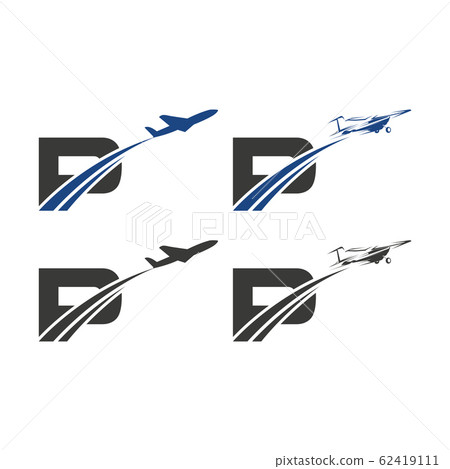 Initial Letter P with Aviation sign symbol Logo... - Stock Illustration ...