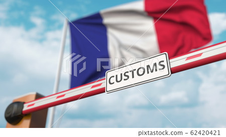 Barrier gate with CUSTOMS sign being closed... - Stock Illustration ...