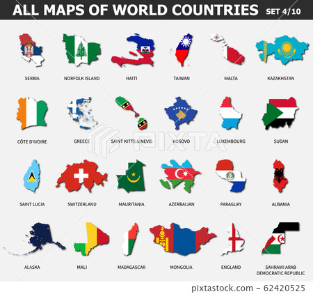 All maps of world countries and flags . Set 4 of - Stock Illustration ...