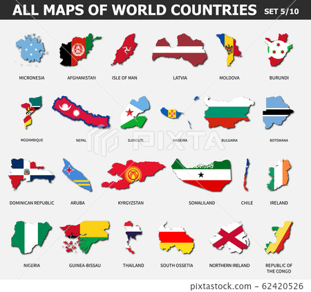 All maps of world countries and flags . Set 5 of - Stock Illustration ...