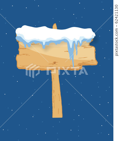 Cartoon wooden winter sign with snow cap vector... - Stock Illustration ...