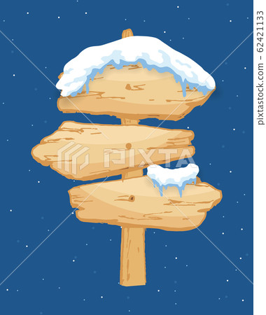 Cartoon wooden winter sign with snow cap vector... - Stock Illustration ...