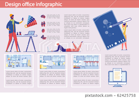 Design Office Infographic Set with Creative People - Stock Illustration ...