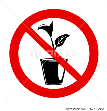 No houseplants prohibition sign. Forbidden icon... - Stock Illustration ...