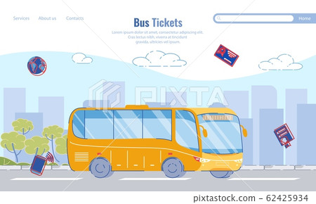 Large Selection Routes, Bus Tickets, Cartoon. - Stock Illustration ...