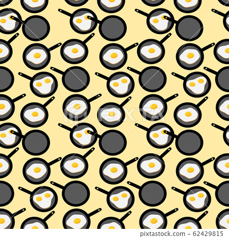 Fried egg seamless pattern frying pan 2 - Stock Illustration [62429815 ...