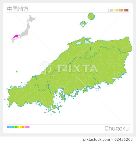 Chugoku map of the Chugoku region (green) - Stock Illustration ...