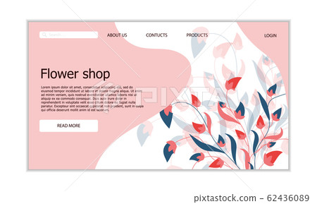 Flower shop landing page template. Vector flat... - Stock Illustration ...