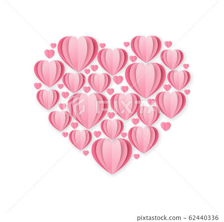 Paper cut on a white background. Layered hearts - Stock Illustration ...