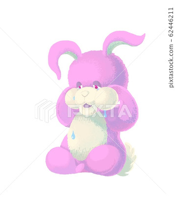 Sad and crying pink rabbit - Stock Illustration [62446211] - PIXTA
