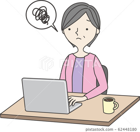 Woman using a computer I - Stock Illustration [62448180] - PIXTA