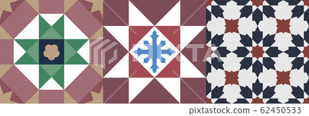 Vintage Peranakan tile seamless pattern set.... - Stock Illustration ...