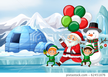 Christmas scene with santa and elf - Stock Illustration [62451876] - PIXTA